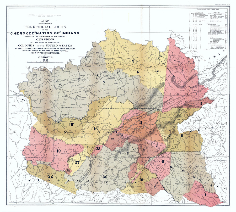 1884 Map of the Former Territorial Limits of the Cherokee Nation ...