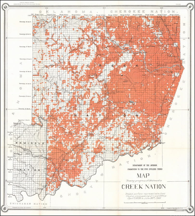 1901 Map of the Creek Nation Indian Territory – Historical Map ...