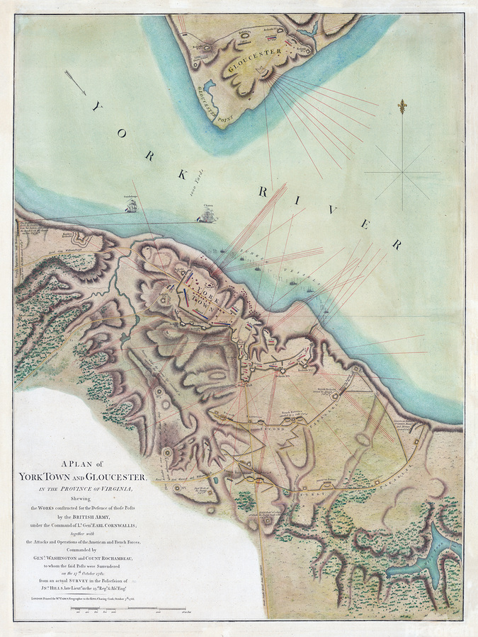 British Military Map of the 1781 American Revolutionary War Siege of ...
