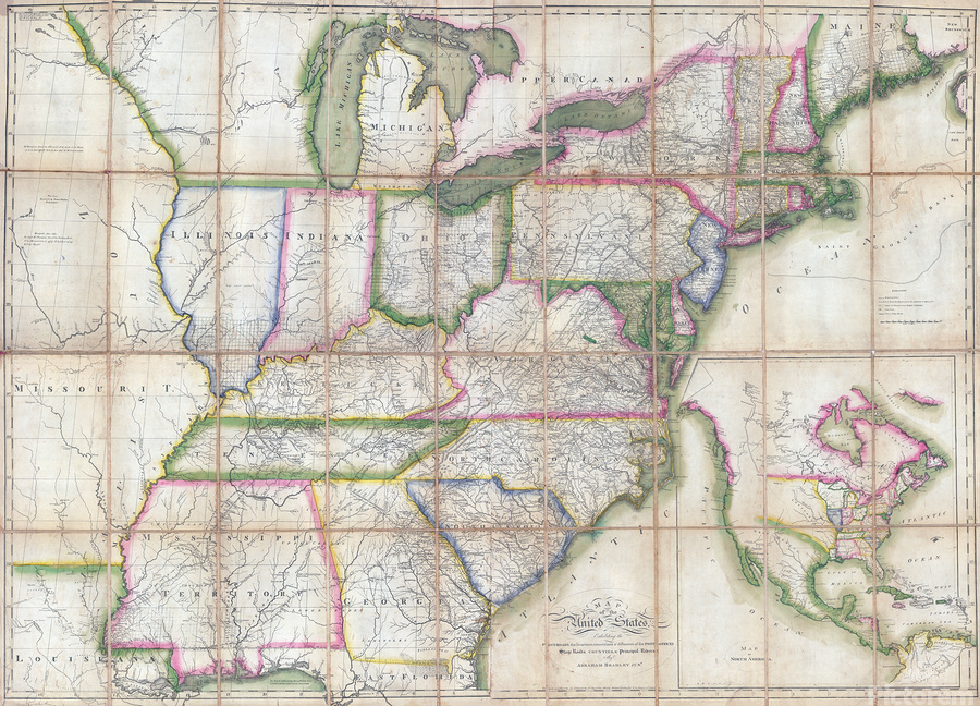 1804 First Postal Map of the United States – Early National ...