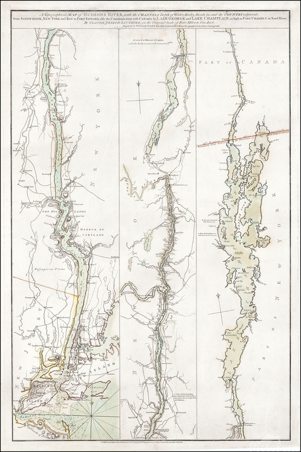 1776 Revolutionary War Map of Hudson River – New York Bay to Fort ...