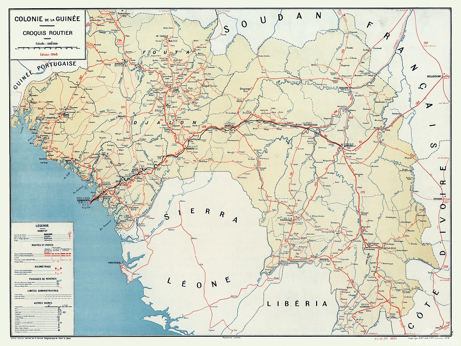 1948 Map of Guinea Depicting Colonial Borders Ethnic Territories and ...
