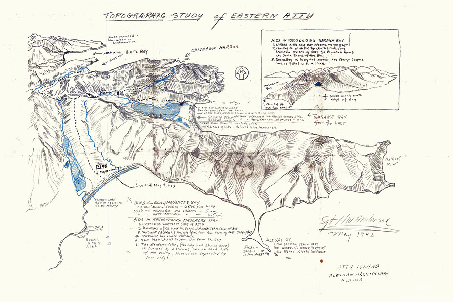 Battle Map of the Eastern Attu May 11 1943 – U.S. Army Landing and ...