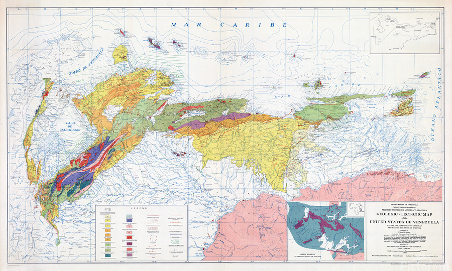 1950 Geological Oil Map of Venezuela – Mid-20th Century Petroleum ...