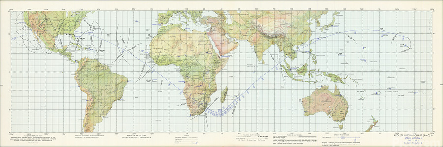 1968 NASA Flight Map of the Apollo 6 Mission by History In Your Home ...