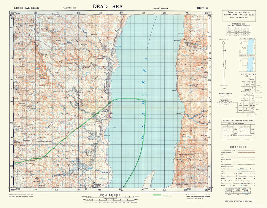 1945 Map of the Dead Sea – British Mandate-Era Regional Survey ...