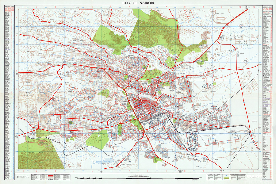 1964 Map of Nairobi – Post-Colonial Map Depicting Kenya’s Capital City ...