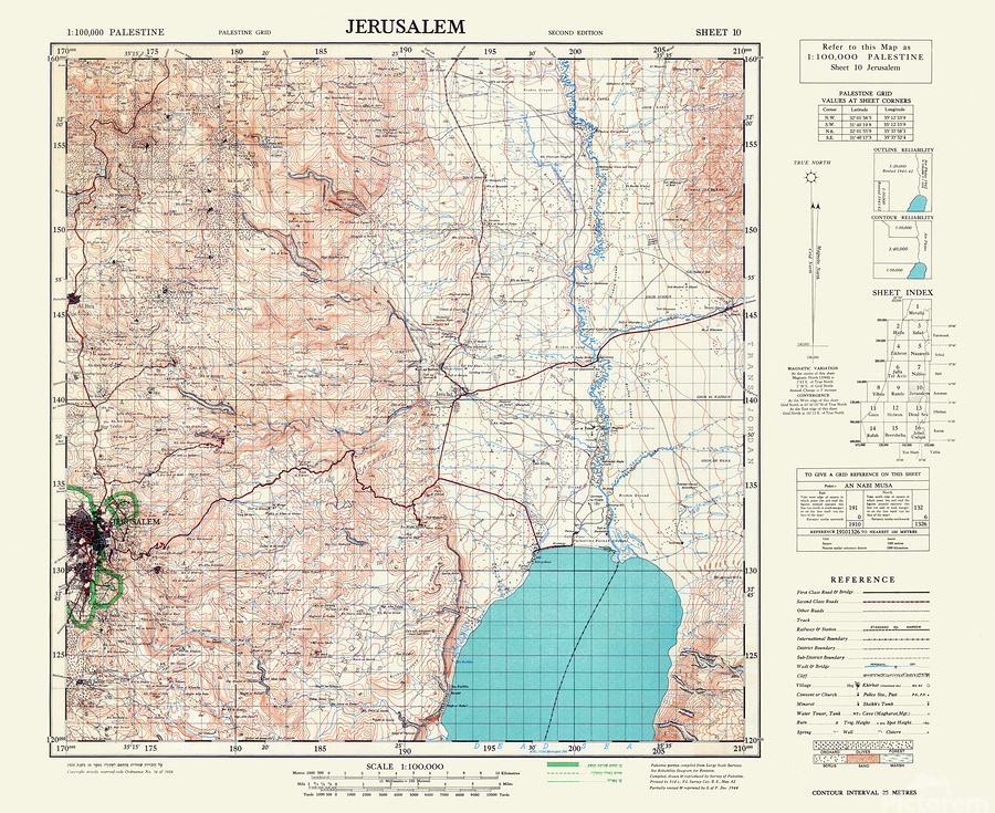 1944 Map of Jerusalem – British Mandate-Era Map Depicting Sacred ...