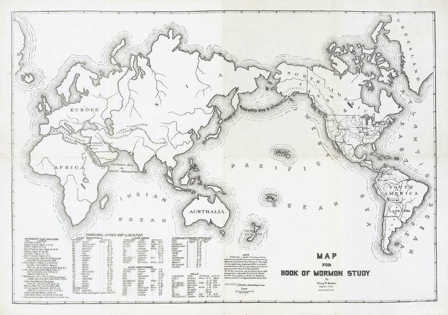 1911 World Map of Mormon History – Vintage Religious Map Reproduction ...