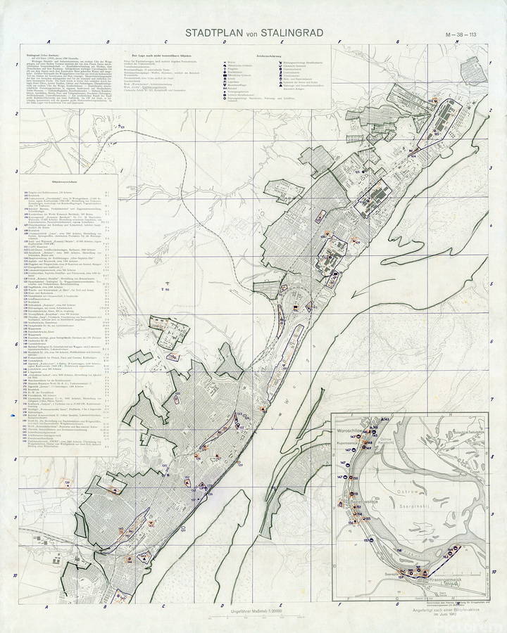 1942 German Military Map of Stalingrad used by Wehrmacht Commanders at ...