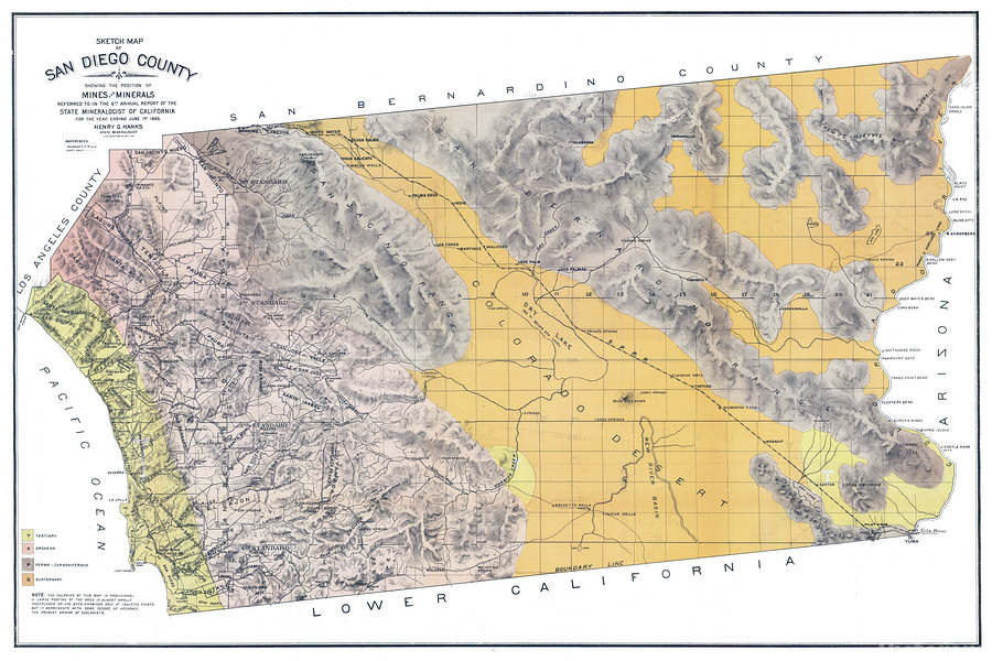 1890 Mining Map of San Diego County California by History In Your Home ...