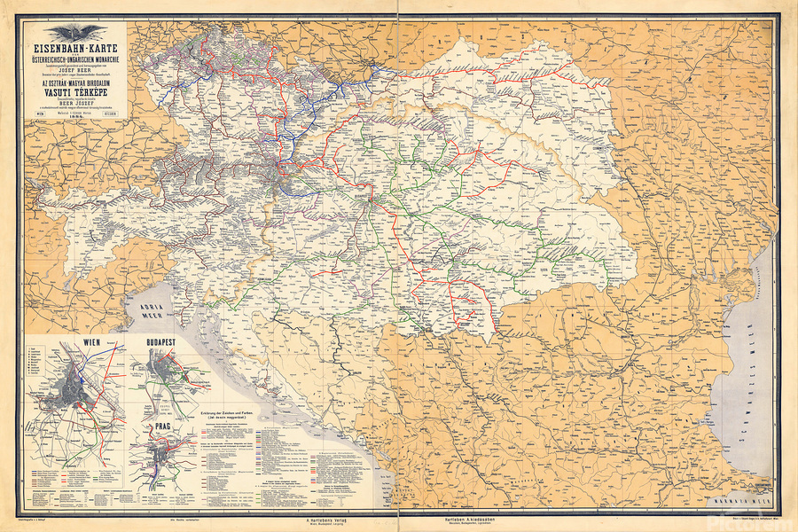 1884 Map of the Austro-Hungarian Empire – Dual Monarchy Era Map Showing ...