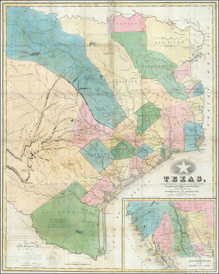 1839 Map of the Republic of Texas – Independent Nation Map Before ...