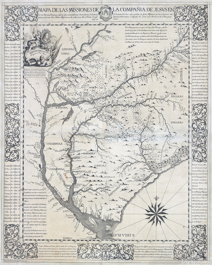 1753 Jesuit Missions Map of Paraguay and Uruguay by History In Your ...