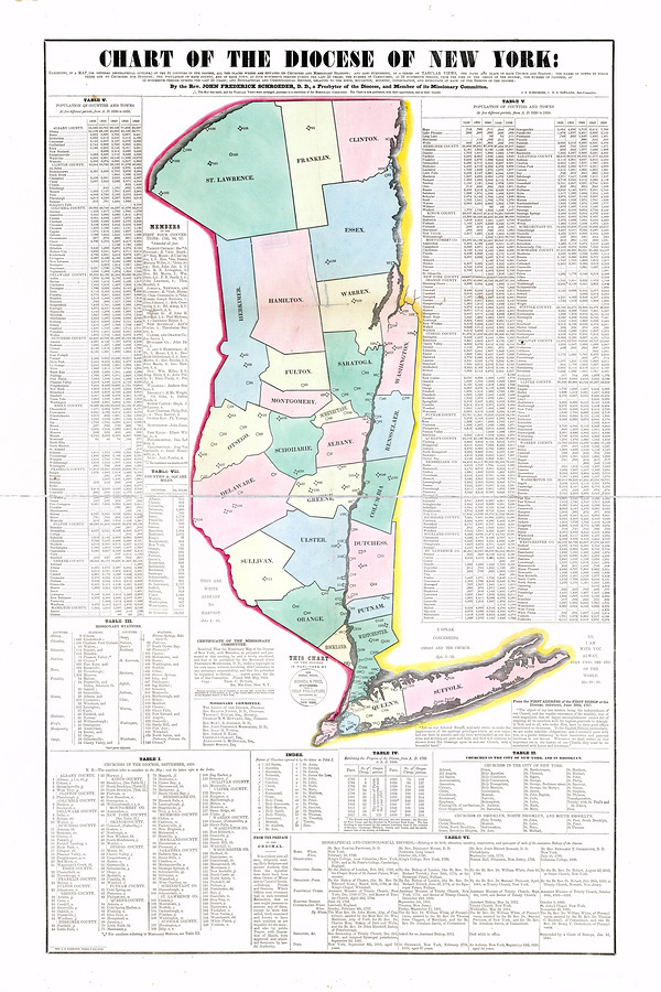 1851 Episcopal Diocese Chart of New York City by History In Your Home ...