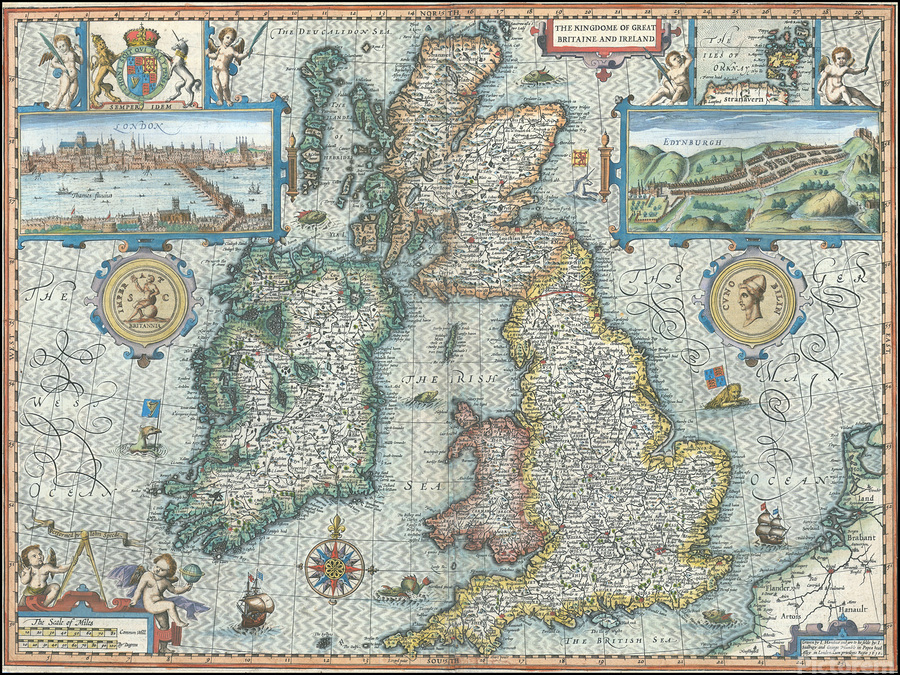 1611 John Speed Map of the British Isles – Historic Early 17th Century ...