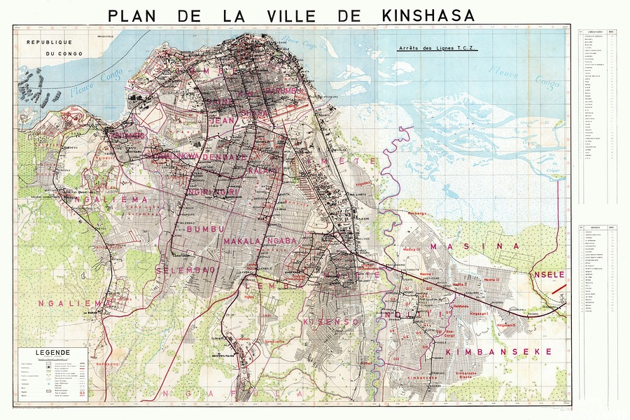 1969 Map of Kinshasa Democratic Republic of the Congo by History In ...
