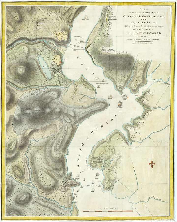 Military Map of the 1777 American Revolutionary War Battle of Forts ...