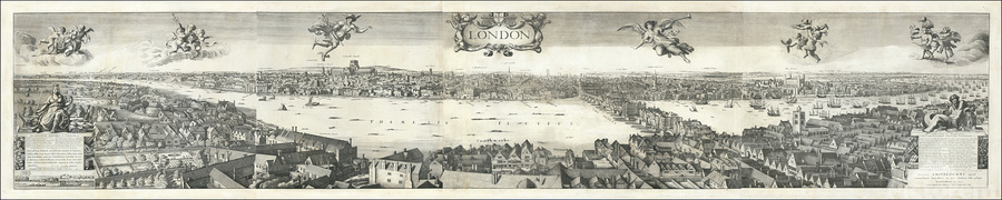 1647 Wenceslaus Hollar Birds Eye Map of London England by History In ...