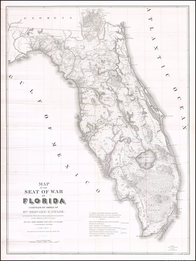 1839 Map of Florida Territory – Military and Settlement Map Produced ...