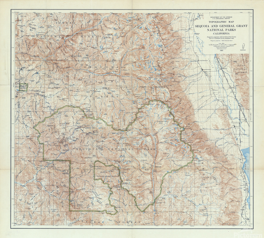 1927 Topographic Map of Sequoia and General Grant National Parks ...