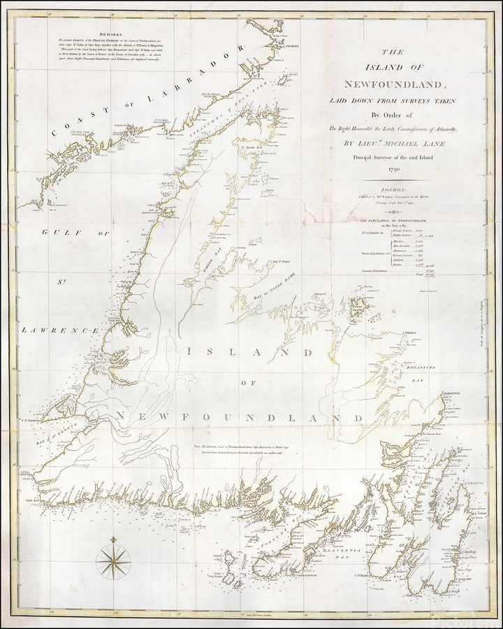 1791 Map of Newfoundland by History In Your Home Wall Art