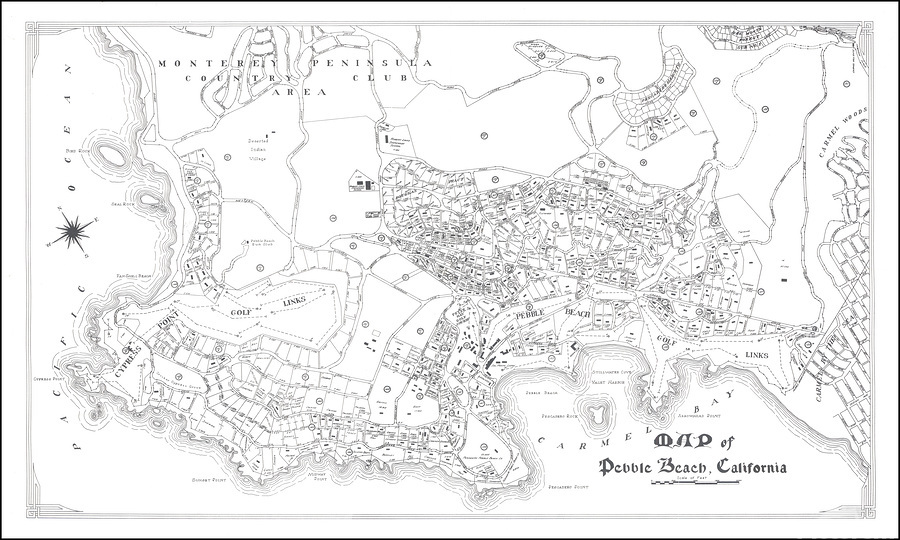 1930 Map of Pebble Beach California – Historic Coastal Map Featuring ...