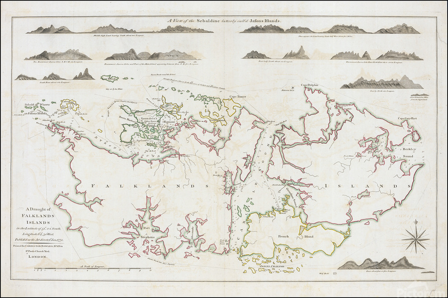 1770 Earliest British Chart Map of the Falklands Islands by History In ...