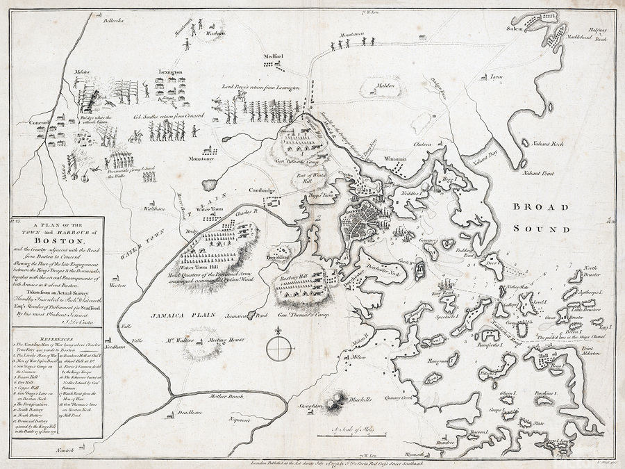 1775 Revolutionary War Map of Lexington and Concord – De Costa’s ...