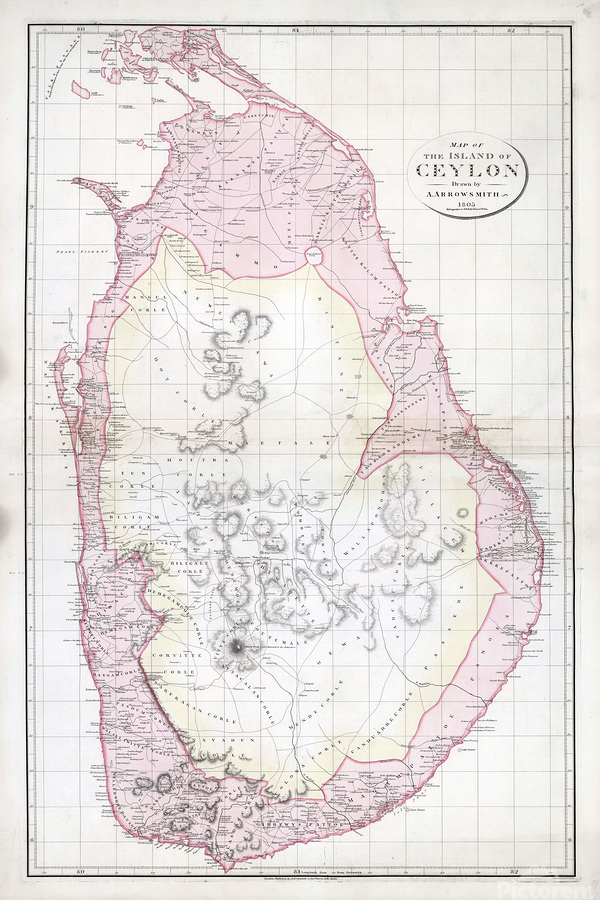 1805 Map of Sri Lanka – Early 19th Century British Colonial Map of the ...