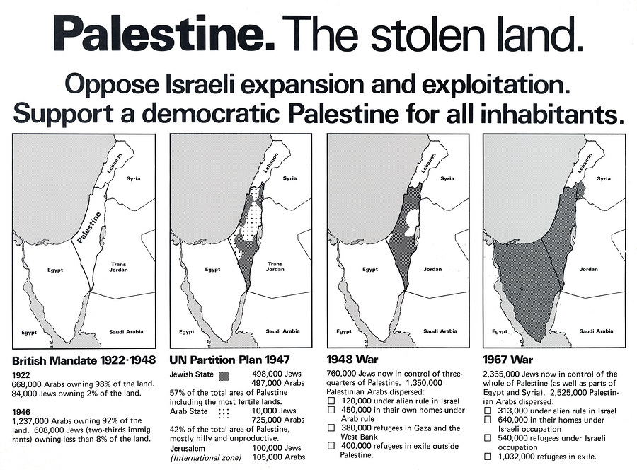 1967 Political Map of Palestine – Controversial Historical Chart ...
