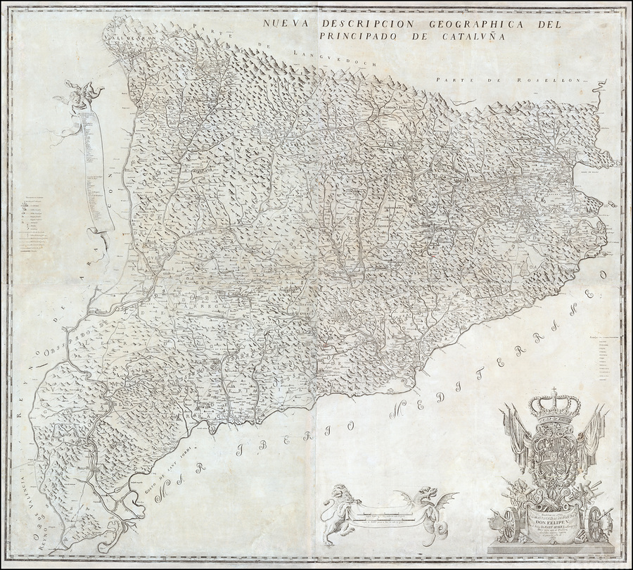 1720 Map of Catalonia – 18th Century Spanish Regional Map Showing ...