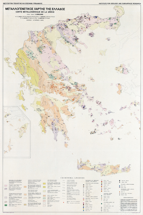 Geological Map of Greece Detailing Mountain Ranges Fault Lines and ...