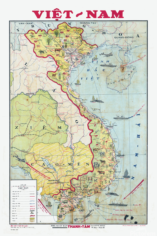 1949 Map of Vietnam – Pre-War Historical Map Showing Cities Provinces ...