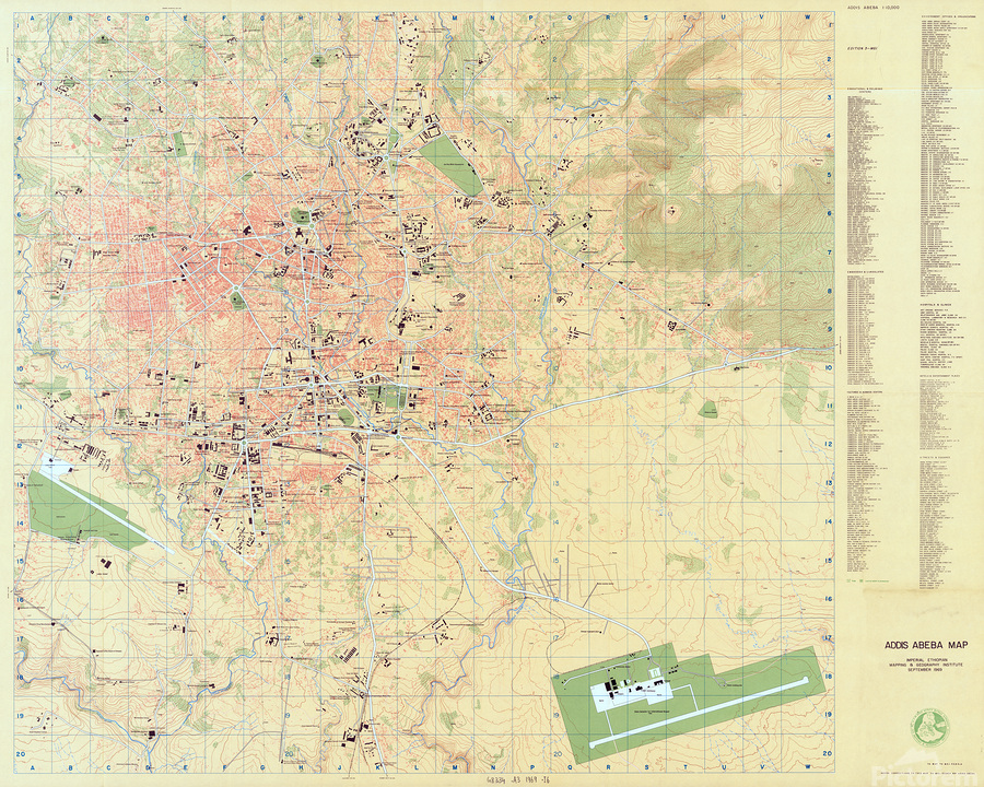 1969 Map of Addis Ababa Ethiopia – Detailed City Map Depicting Streets ...