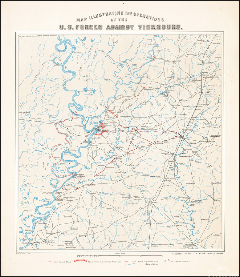 1863 Map of the Civil War Vicksburg Campaign – Historic American Civil ...