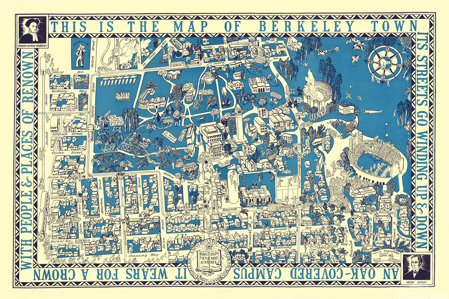 1928 Pictorial Map of the University of California Berkeley ...