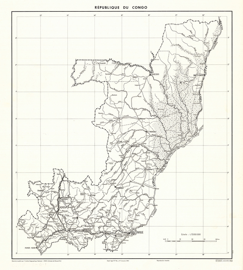 1961 Map of the Republic of the Congo – Early Independence Era Map ...