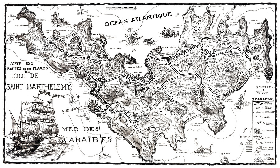 Pictorial Tourist Map of Saint Barthelemy – Illustrated Overview of the ...