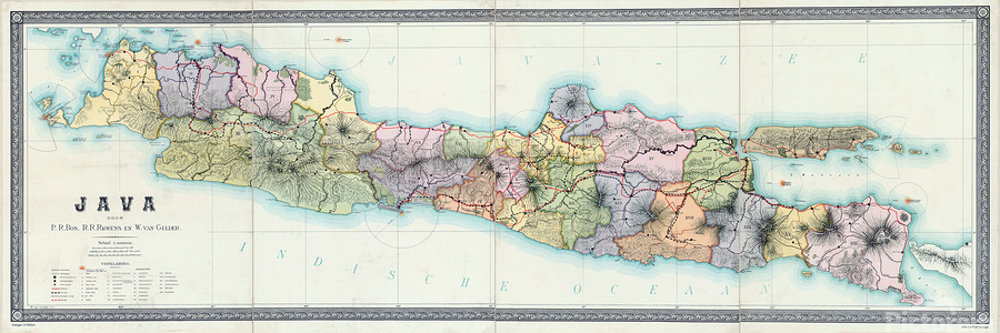 1895 Dutch Map of Java Depicting Colonial Districts Railways and ...