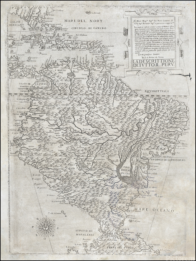 1562 Paolo Forlani Map of South America by History In Your Home Wall Art