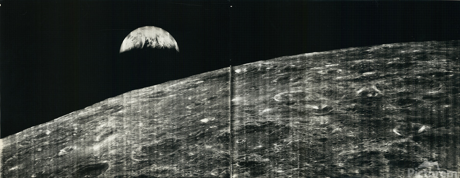 1966 Earthrise NASA Photograph – Vintage Deep Space Image of Earth ...