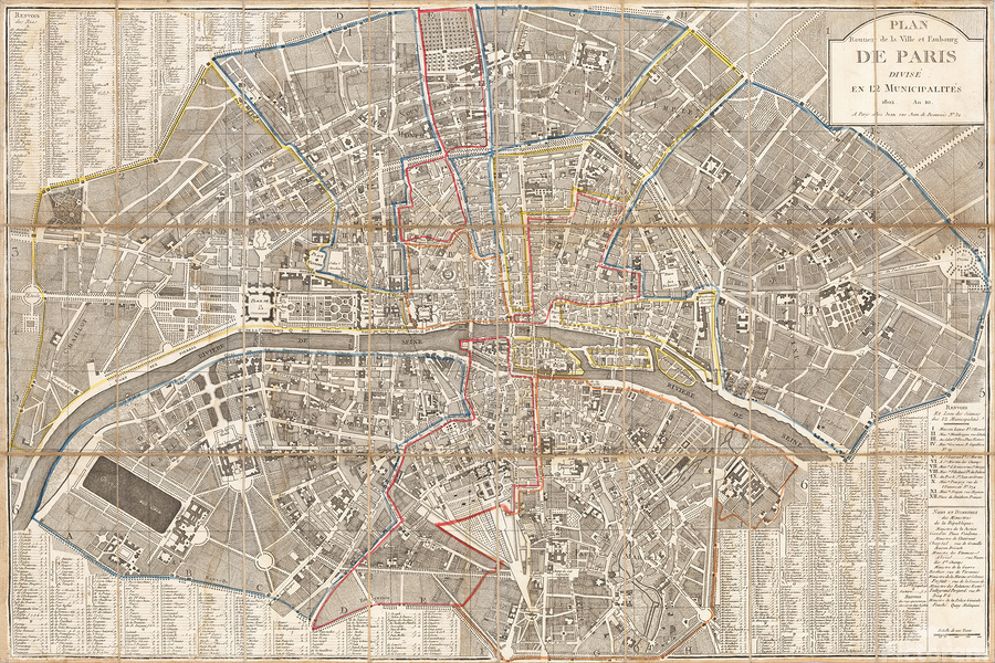1802 Plan of Paris France – Historic Cartographic Depiction of Parisian Streets Monuments and ...