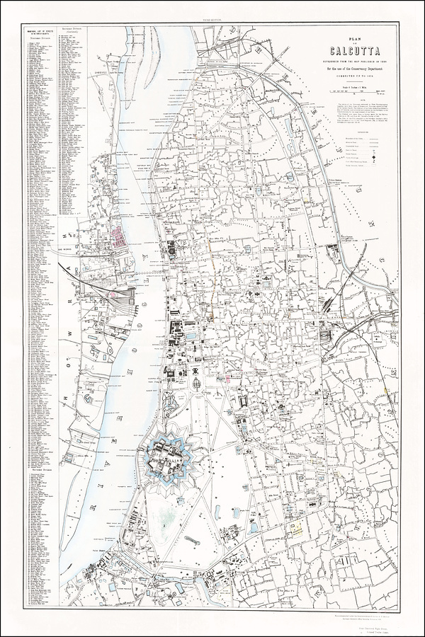 1874 Map of Kolkata India – Detailed 19th-Century British Colonial Map ...