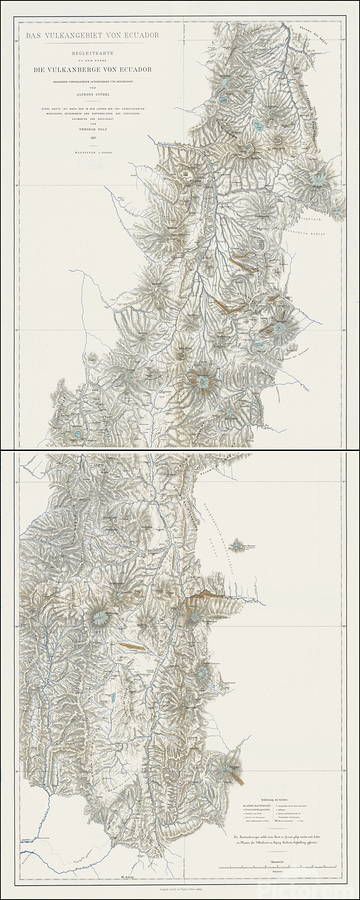 1897 Geological Map of Ecuador – Scientific Survey Showing the Volcanic ...