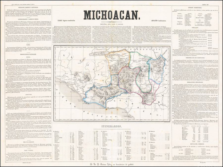1858 Map of Michoacan Mexico – Historic Post-Colonial Mexican State Map ...