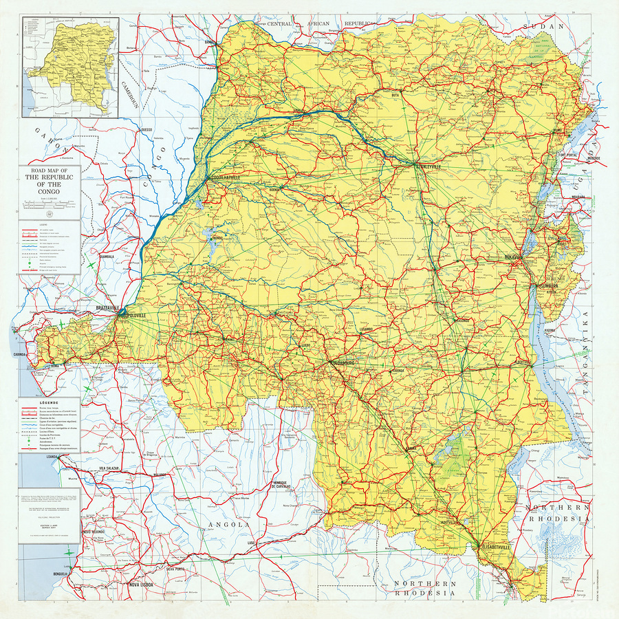 1964 Map of the Democratic Republic of the Congo – Post-Independence ...