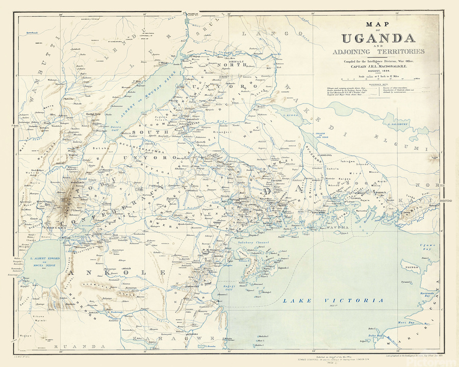 1894 Map of Uganda – Colonial-Era British Map Depicting African ...