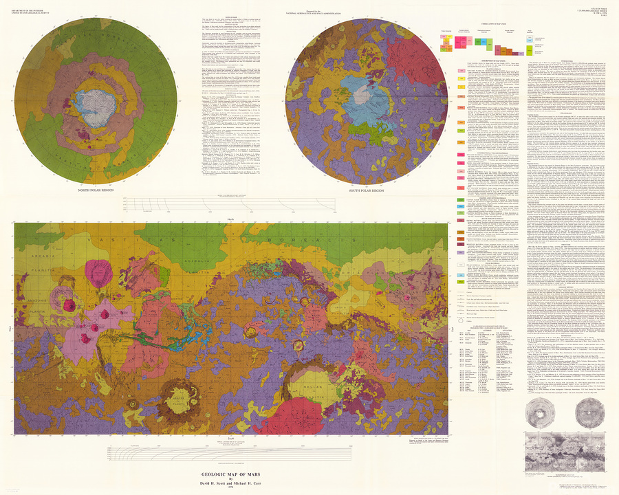 Geological Map of Mars – Vintage NASA Planetary Cartography Displaying ...