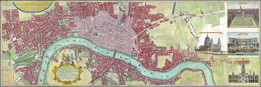 1736 Map of London England by History In Your Home Wall Art